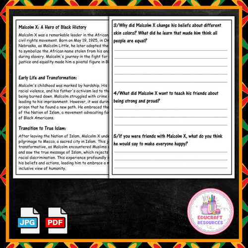 Black History Month Digital resources | Malcolm X Reading Comprehension ...