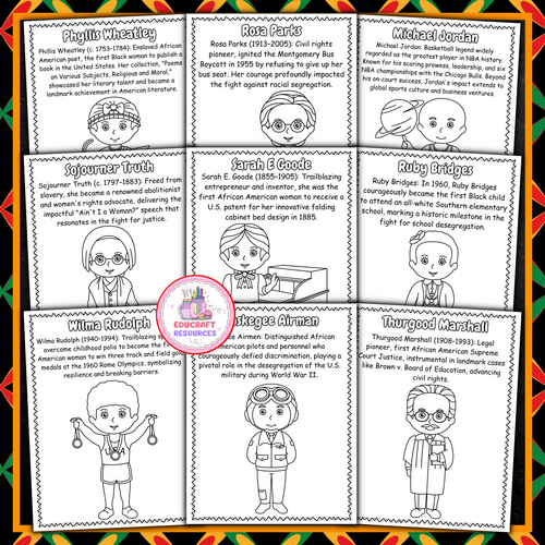 Black History Month Coloring posters | Famous black figures bio ...