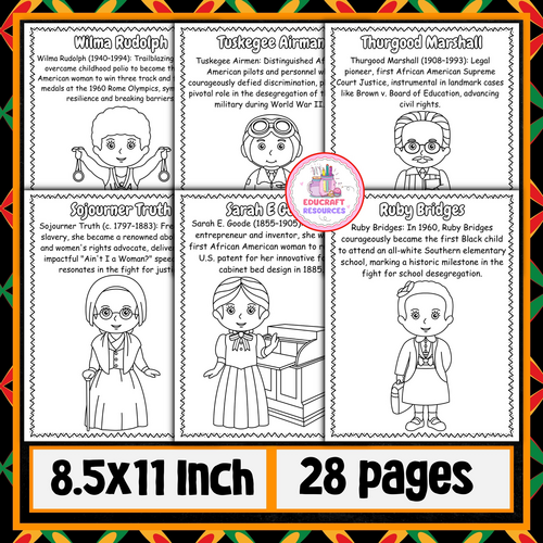 Black History Month Coloring posters | Famous black figures bio ...