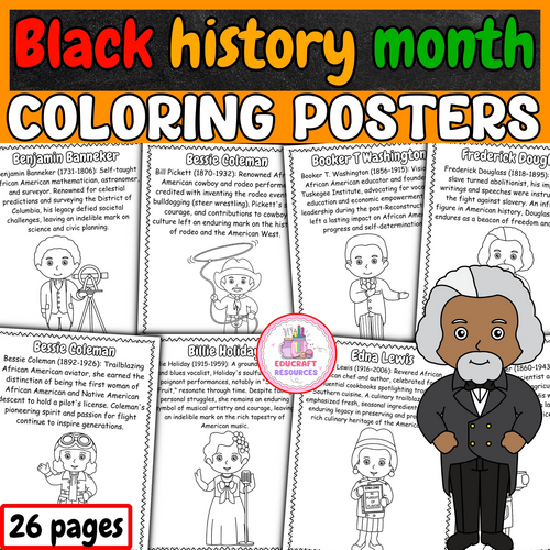 Black History Month Coloring posters | Famous black figures bio ...