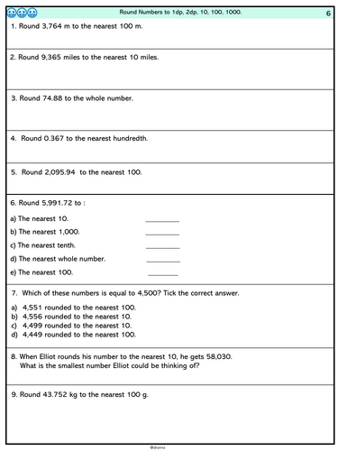 Round Numbers to 1 dp, 2dp, 10, 100, and 1000. | Teaching Resources