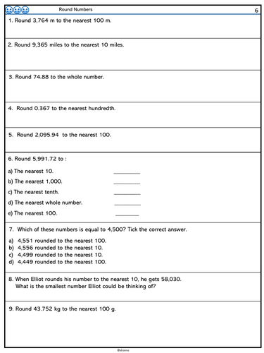 Rounding whole numbers and decimals Higher | Teaching Resources