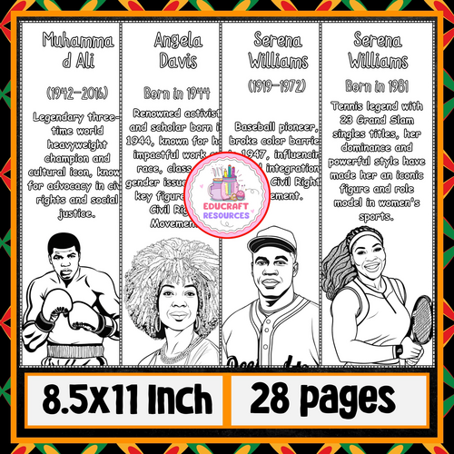 Black History month Heroes Coloring Bookmarks | Black History Digital ...