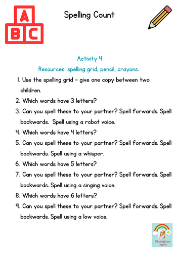 Year 1 CEW Spelling Grid & Activities | Teaching Resources