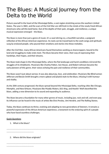 KS3 Music Cover - Blues Bundle | Teaching Resources