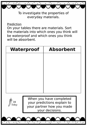 Year 1 Waterproof or absorbent science investigation Three Little Pigs ...
