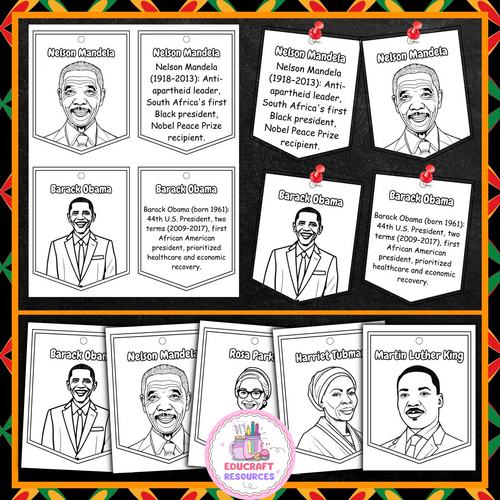 Black history month bulletin board Biography | 46 Black Heroes Coloring ...
