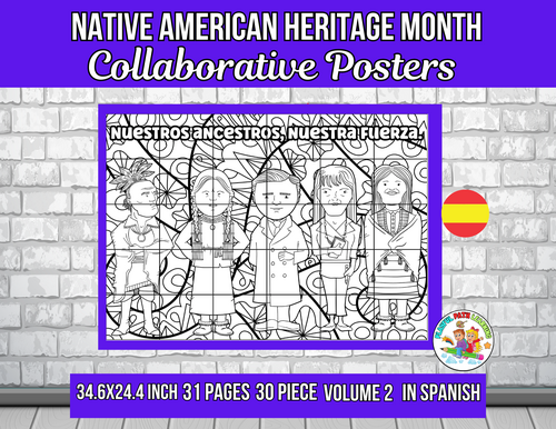 Spanish Native American Heritage Month Collaborative Poster Coloring ...