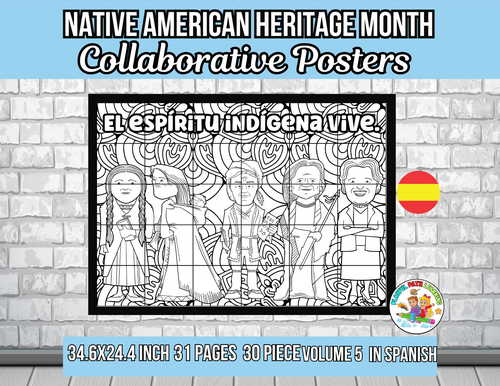 Spanish Native American Heritage Month Collaborative Poster Coloring ...