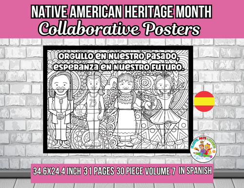 Spanish Native American Heritage Month Collaborative Poster Coloring ...