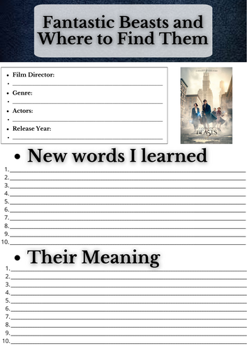 ESL Movie Guide Worksheets on "Fantastic Beasts and where to find them ...