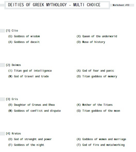 GODS OF GREEK MYTHOLOGY - TEST | Teaching Resources
