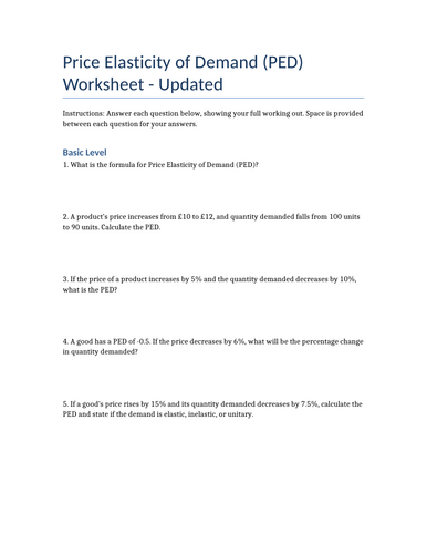 Price Elasticity of Demand - Questions & Answer - Edexcel Economics ...