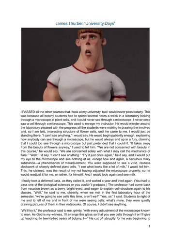 Short story study: James Thurber, 'University Days' | Teaching Resources