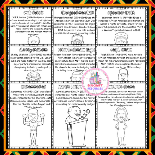 Black History Month coloring posters | BHM famous Black leaders ...
