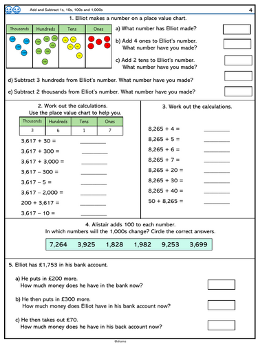 Adding and Subtracting 1s, 10s, 100s, and 1,000s | Teaching Resources