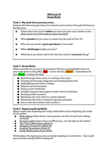Study Skills Lesson | Teaching Resources