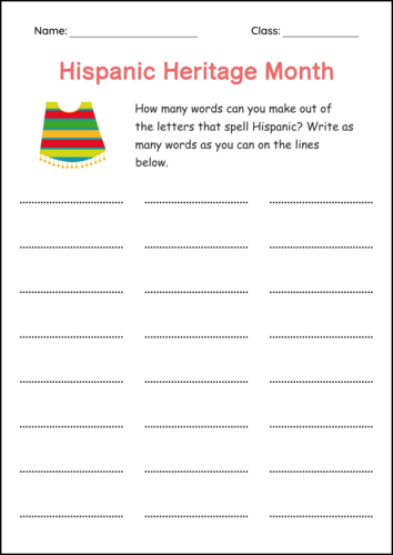 Printable Hispanic Heritage Month Activities - Hispanic Heritage Month ...
