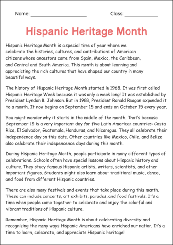 Printable Hispanic Heritage Month Activities - Hispanic Heritage Month ...