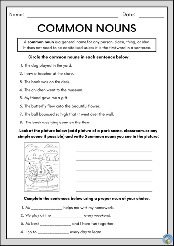 4 Printable Noun Worksheets - Common, Proper, and Collective Nouns ...