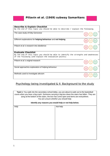 Piliavin 1969 CIE Psychology | Teaching Resources