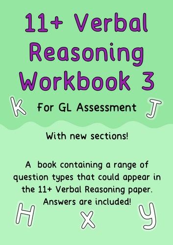 11+ Verbal Reasoning Workbook 3 | Teaching Resources