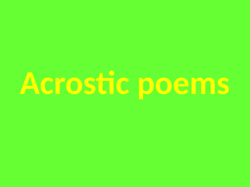Acrostic poems KS1 | Teaching Resources