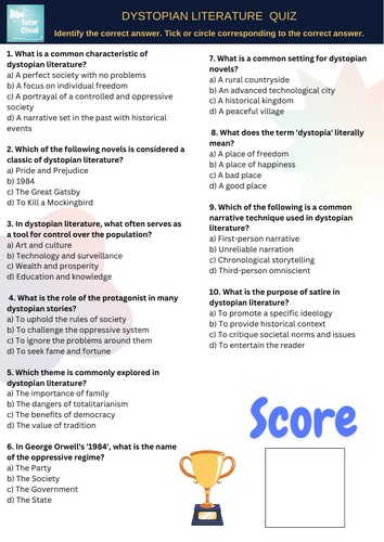 Dystopian Literature Resource Bundle | Teaching Resources