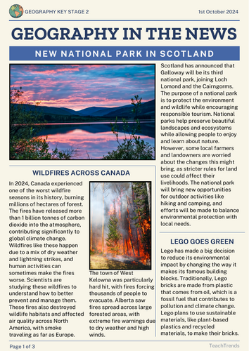Geography in the News - 1st October 2024 | Teaching Resources