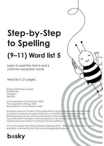 Spelling booklet, Step-by-step to Spelling: Wordlist 5 from the Y5/6 NC ...
