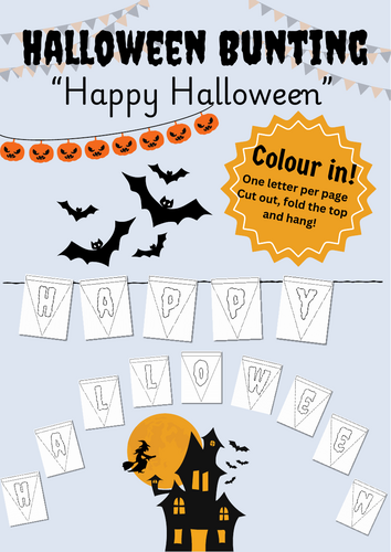 Happy Halloween Bunting - Classroom Colouring In Display | Teaching ...