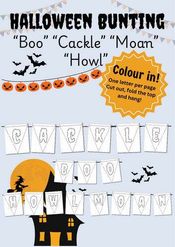 Onomatopoeia Halloween Bunting - Classroom Colouring In Display ...