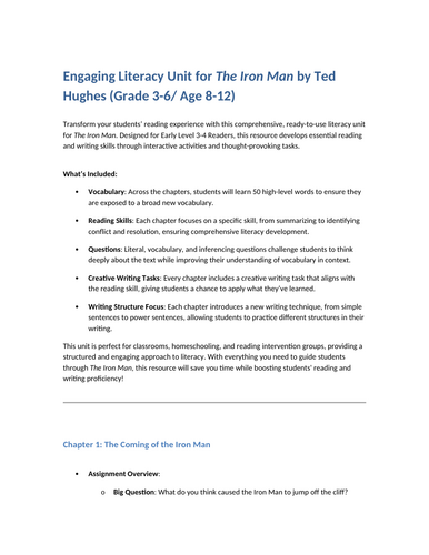 The Iron Man Literacy Adventure: Engaging Learning for Grades 3-6 (Ages ...