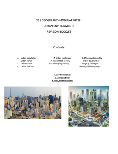 IGCSE Geography - Paper 2: Human Geography - Urban environments ...