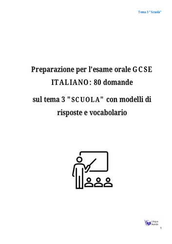 GCSE Italian Speaking Theme 3 School | Teaching Resources