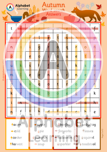 Wordsearch - Autumn, x16 words to find | Teaching Resources