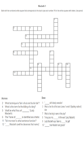 'Macbeth' Crosswords x3 | Teaching Resources