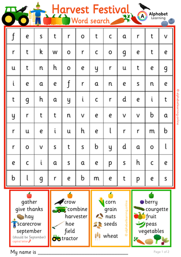 Word search - Harvest Festival, x21 words to find | Teaching Resources