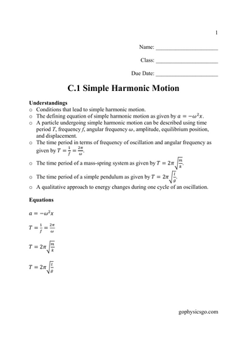 IB Physics Topics C.1-C.5 Complete Package | Waves, Oscillations ...