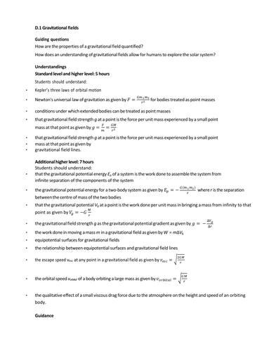 IB Physics Topics D.1-D.4 Complete Package | Fields, Potential ...