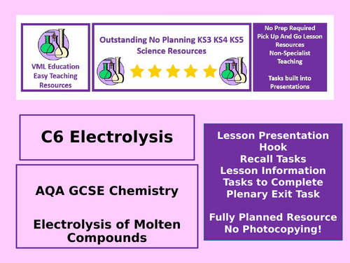 GCSE AQA Chemistry Electrolysis of Molten Compounds Full Lesson and ... GCSE AQA Chemistry Electrolysis of Molten Compounds Full Lesson and ...