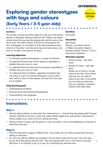 Exploring gender stereotypes with toys & colours | Teaching Resources