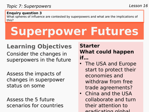 Superpowers, Edexcel, Pearson, A level, 9GEO. Full scheme of work with ...