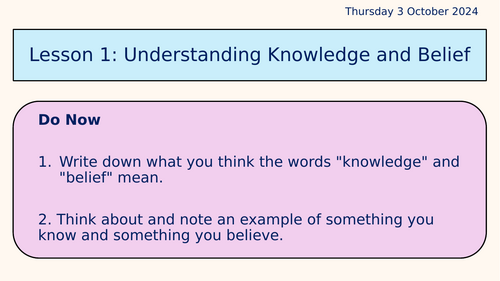 Year 7 RE What is knowledge and belief? | Teaching Resources