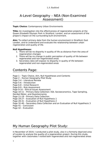 AQA A-level Geography Model NEA | Teaching Resources AQA A-level Geography Model NEA | Teaching Resources