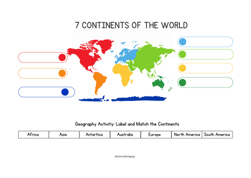 Label and Colour the 7 Continents: Engaging Worksheets for Kids for Fun ...