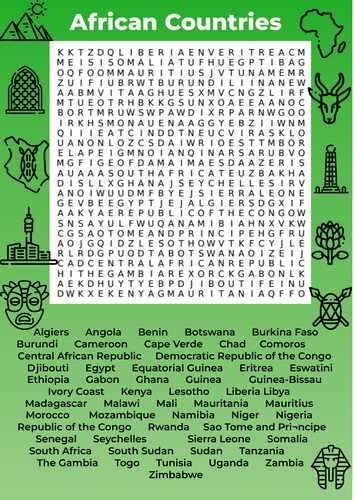 Word search, Geography Countries of Africa, KS2/3 | Teaching Resources