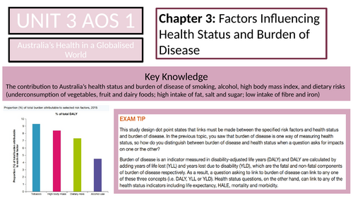 VCE HHD U3 AOS1 Powerpoint: CHAPTER 3: Factors influencing Health Status and Burden of Disease ...
