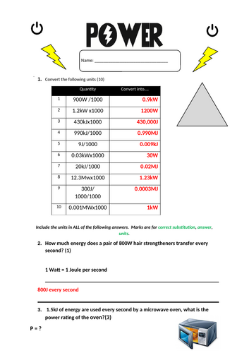 Energy 1 Unit of lessons AQA KS4 | Teaching Resources