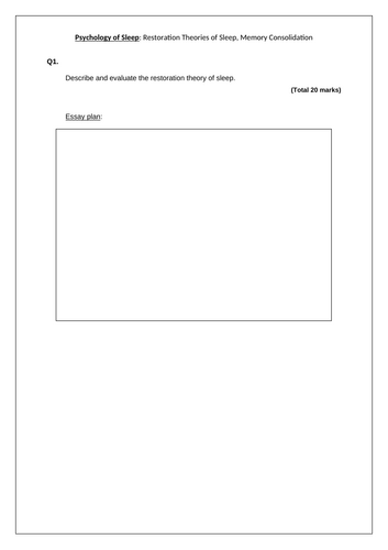Oxford AQA A Level Psychology: RESTORATION THEORIES OF SLEEP [3.3.1 ...